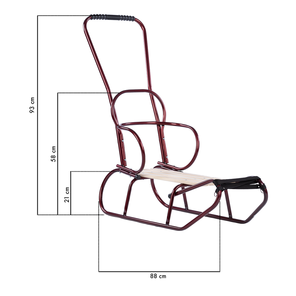 TOMA 2 Metāla ragavas ATIX ar stumjamo rokturi, Tumši sarkanas | KIDO.LV