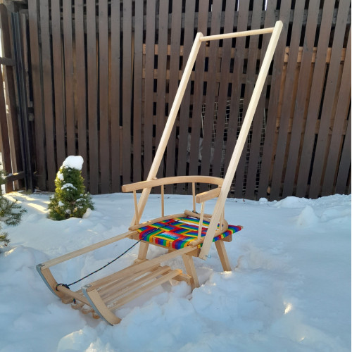 GRYGSAN Koka ragaviņas ar muguras balstu, auduma sēdekli un rokturi ...